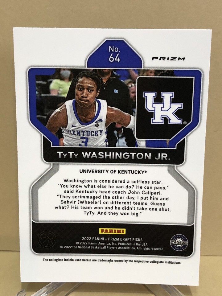 Ty Ty Washington JR. 2022 Prizm Draft Picks RC Green Prizm #64 ...