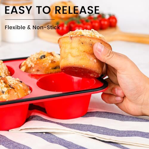 Jumbo Muffin Pan with Metal Reinforced Frame-2Pack, Jumbo: 6 Cups×2pack ...