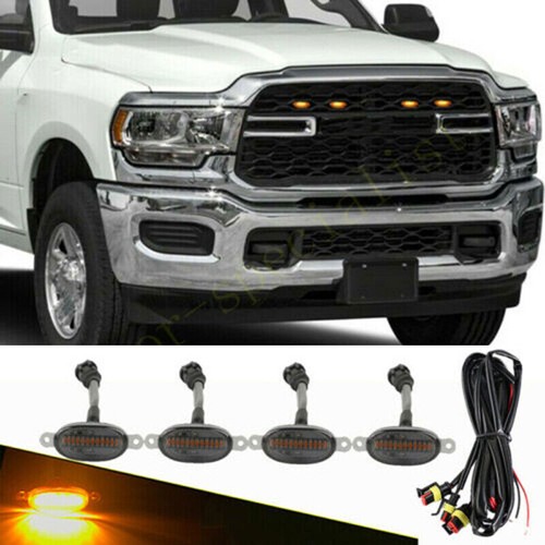For Ram 2500 2019-2024 Front Grille smoke Amber LED Light Raptor Style ...
