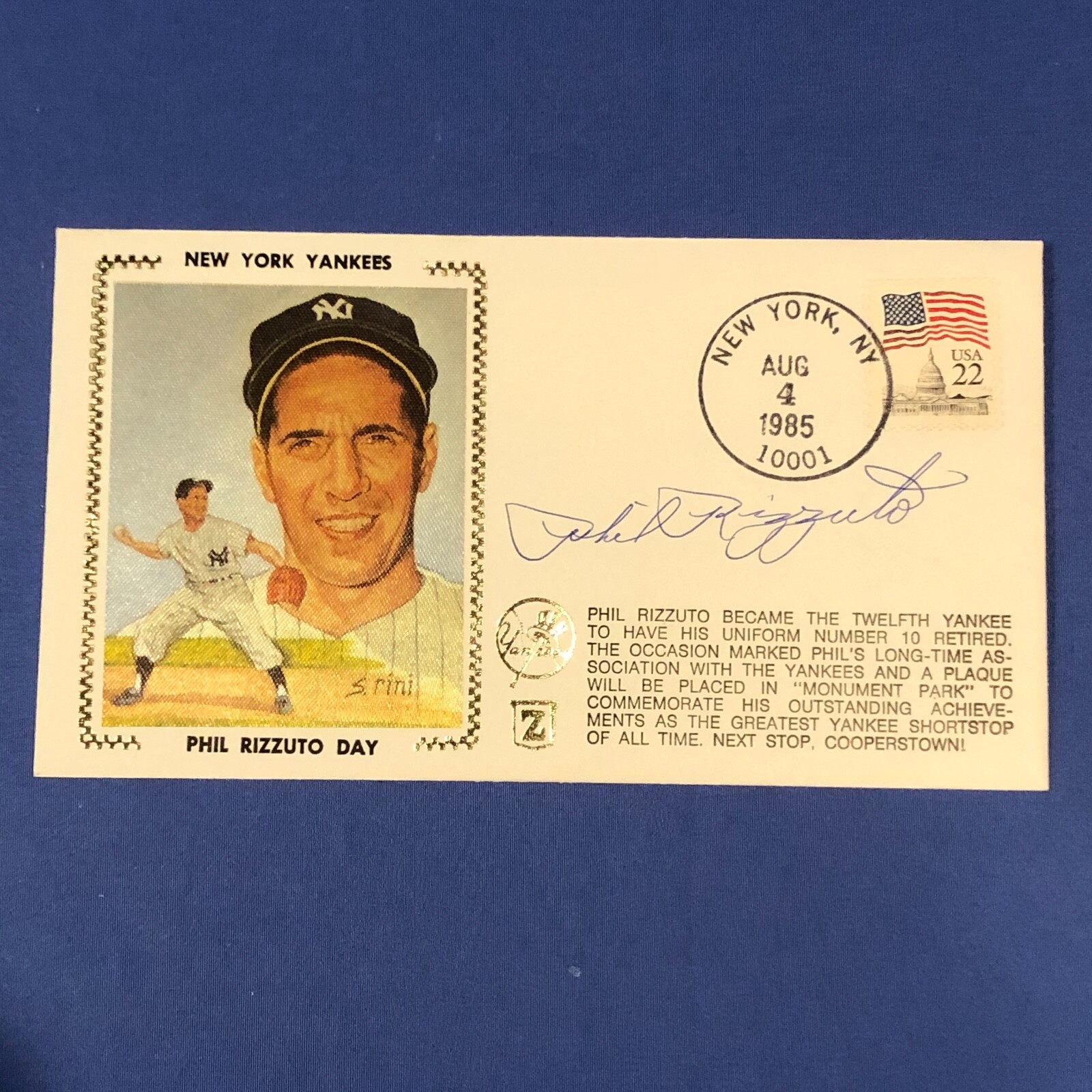 PHIL RIZZUTO Autographed Phil Rizzuto Day USPS Z Silk Cachet First Day ...