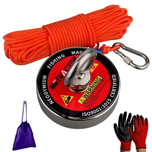 300KG Strong Fishing Magnet N52 D75mm 20m Rope for Salvage & Outdoor ...