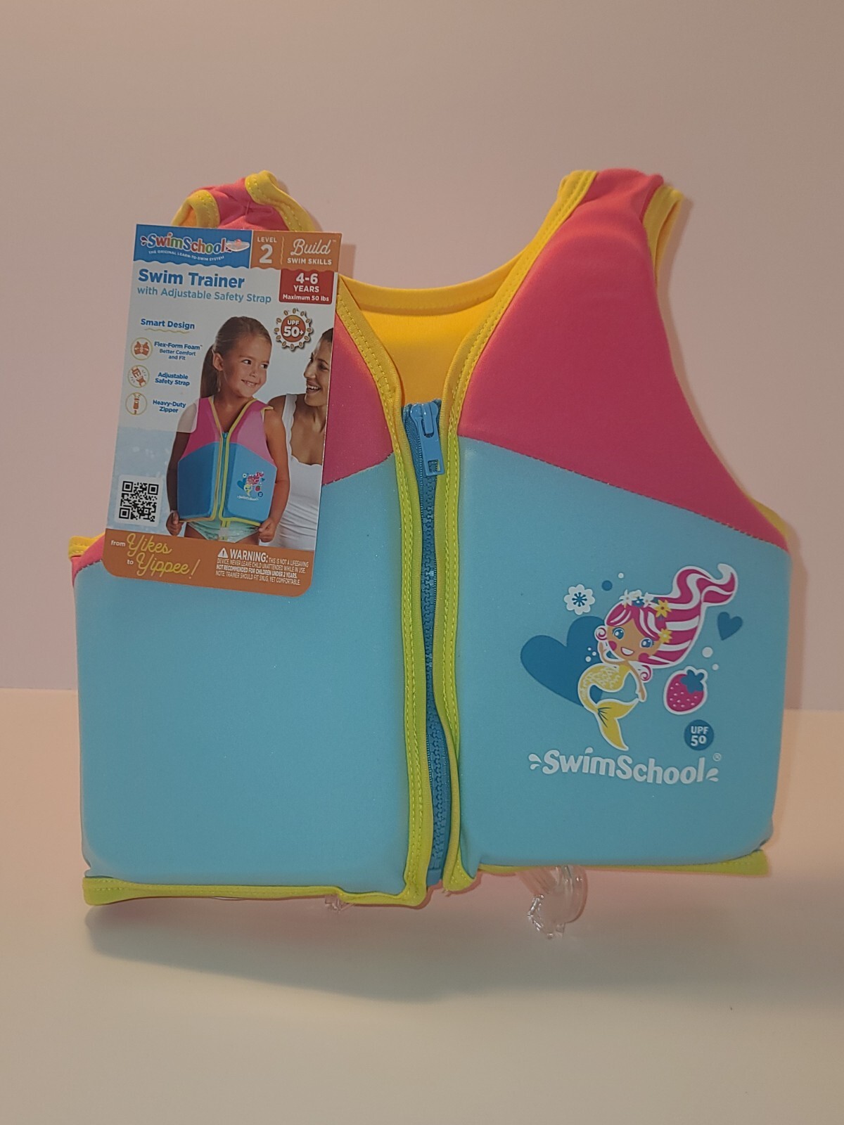 SwimSchool Swim Pool Trainer Float Vest Blue Max 50 lbs 4-6 years Level ...