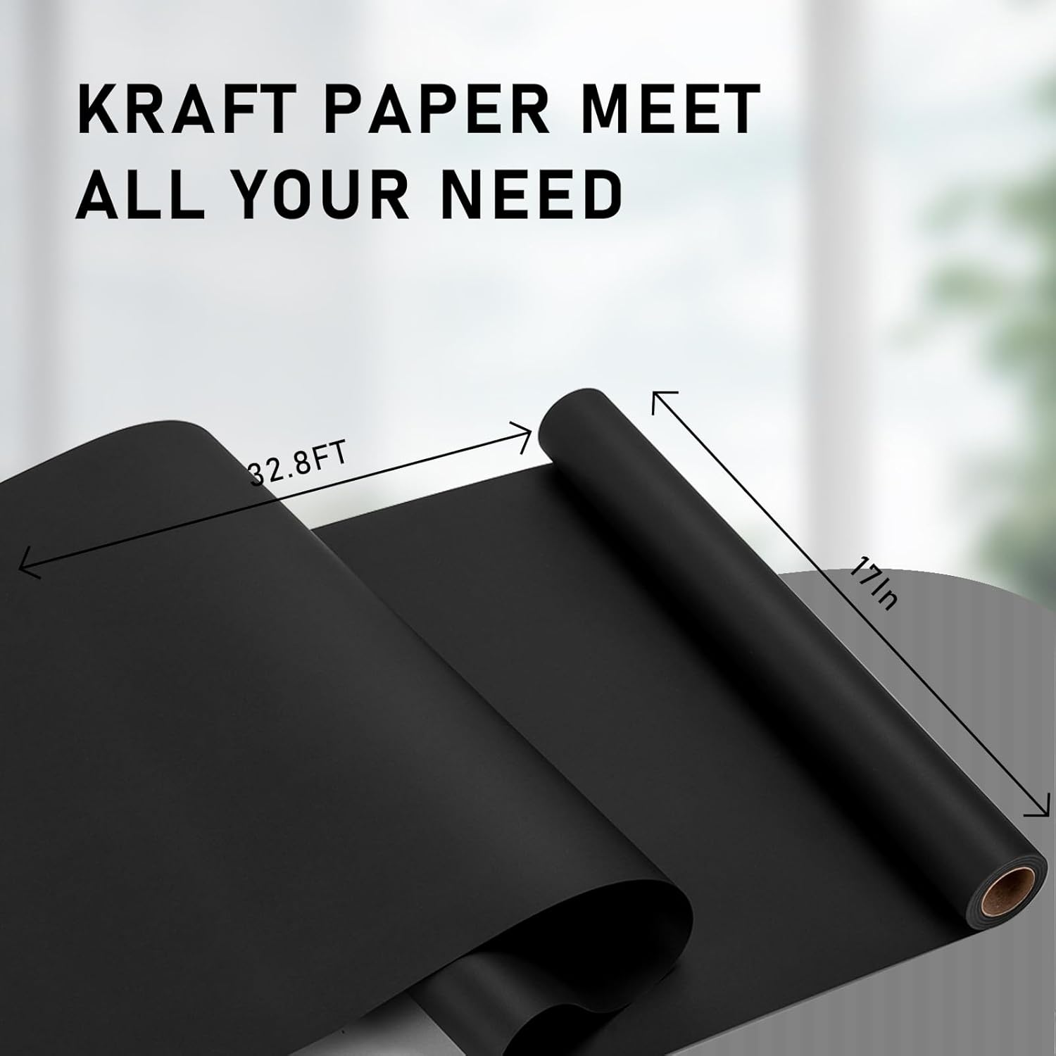 Black Kraft Paper Roll -Mini Roll- 17In X 32.8Ft(46.8Sqft) Recyclable ...