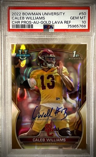 2022 Bowman U Chrome 1st GOLD Lava Refractor Caleb Williams Auto 27/50 ...