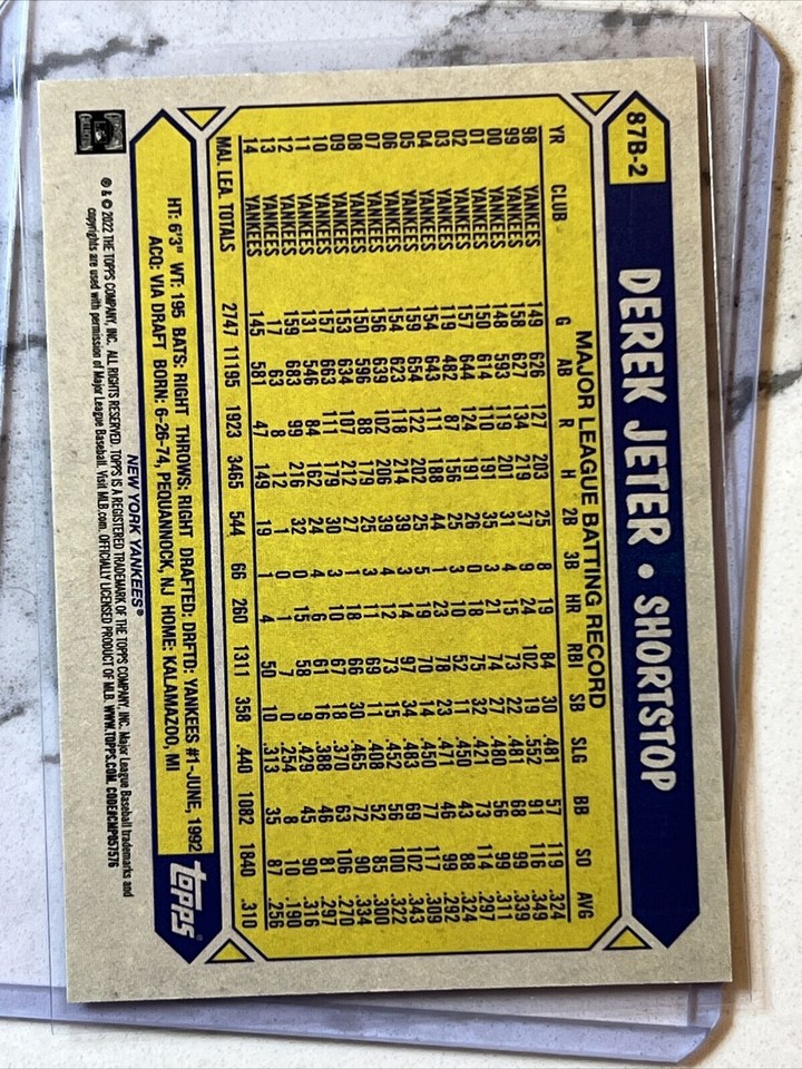 2022 Topps Japan Edition RARE Derek Jeter 1987 Cherry Tree Variation SP ...