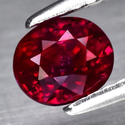 CERTIFICATE Incl.*1.03ct Oval Natural Purplish Red Ruby Unheated ...