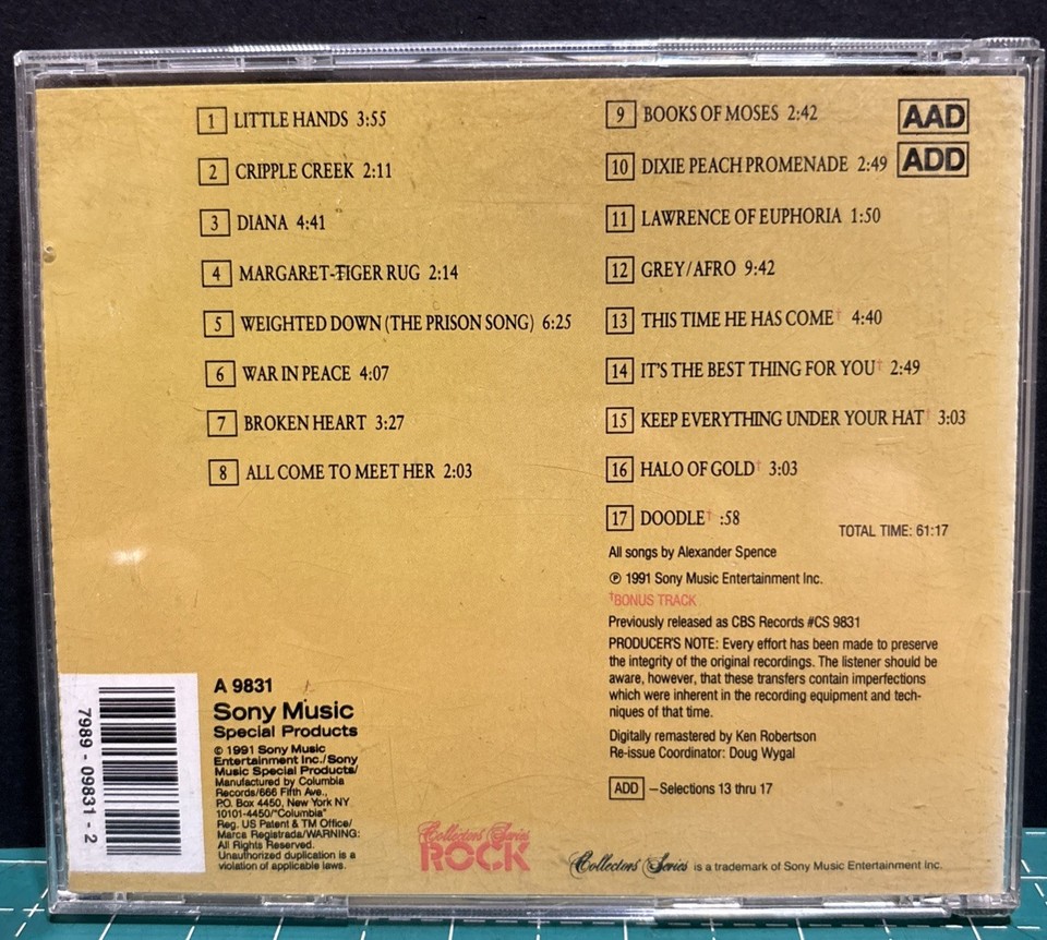 Alexander Skip Spence Oar CD 1991 VG+ Psychedelic Rock Moby Grape ...