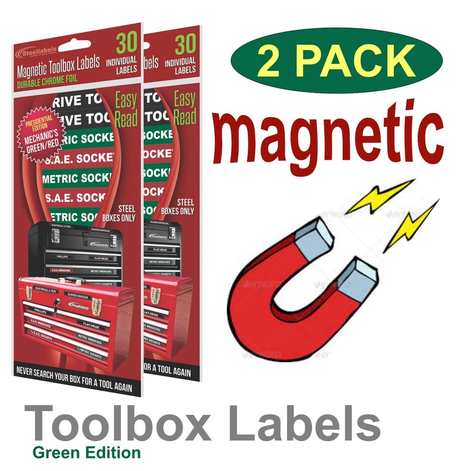 Magnetic TOOLBOX LABELS fits all Craftsman Boxes Easy Read (Green ...