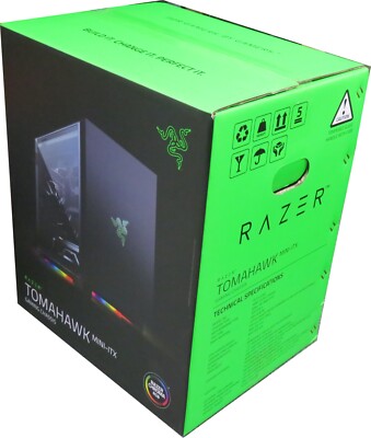 Razer Tomahawk Mini-ITX Mini Tower Gaming PC Case Tempered Glass Chroma ...