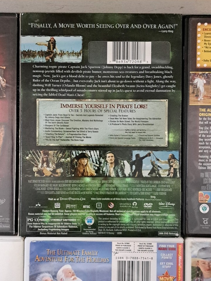 Disney Live Action DVD Lot Of 10 Pirates Of.., Santa Clause , More. 3.1 ...