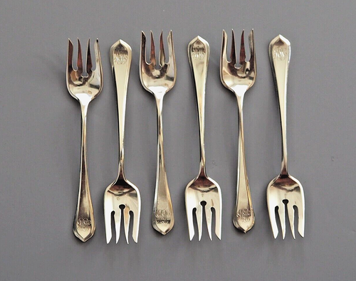 6 Gorham Old London Plain Sterling Silver Ramekin Forks, Monogrammed ...
