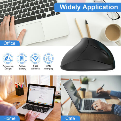 Optical Vertical Mouse Ergonomic Wireless USB 2400DPI Right Handed ...