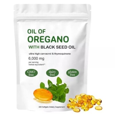 Oil of Oregano 6000 mg 300 Softgels Capsules Black Seed Oil Immune ...