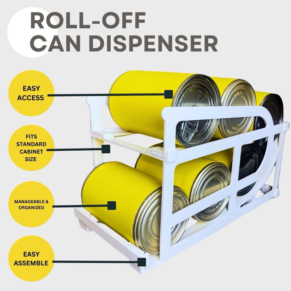 2 Sets Automatic Roll-Off Can Dispenser Storage Organizer For Pantry ...