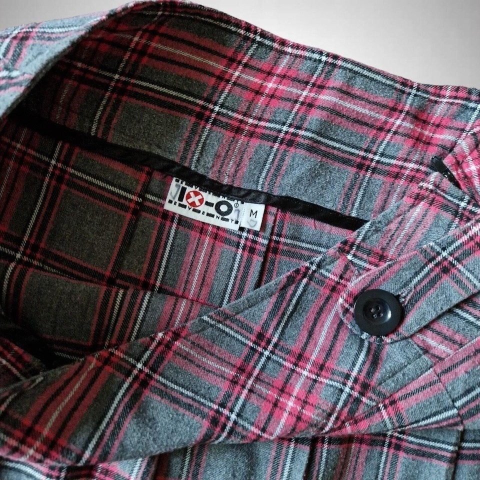 Pleated GreyPink Gyaru Mini Skirt - M, Checkered, Japanese, Lolita | eBay