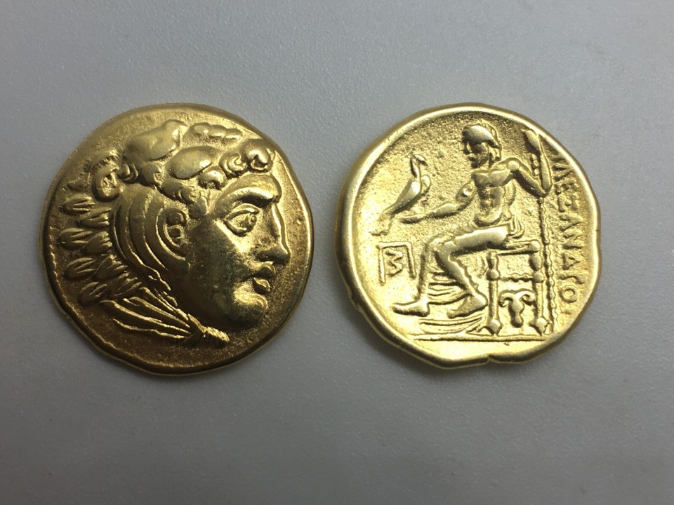 24K Gold Plate coin Alexander The Great Drachm Repro coins Zeus ...