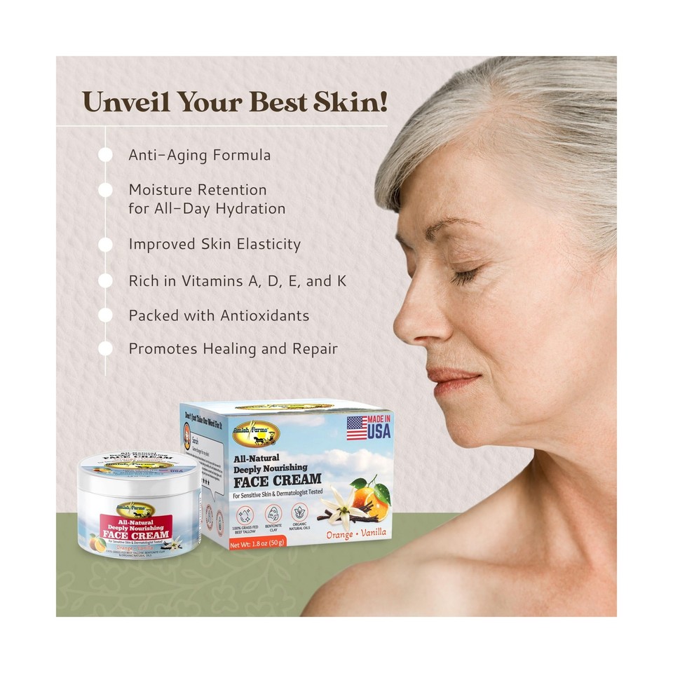 Amish Farms Tallow Face Cream - Handcrafted Beef Tallow for Skin Mo ...