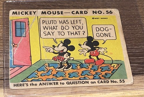 1935 MICKEY MOUSE Gum Card #56 Bubble Gum Card Type 2 Early Disney Card ...