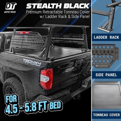 Stealth Black Retract MRB Truck Cover+Rack+Side Panel For 2007-25 ...