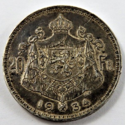 BELGIUM 1934 SILVER 20 FRANCS COIN (20 FRANK) .2405 OZ .680 SILVER | eBay