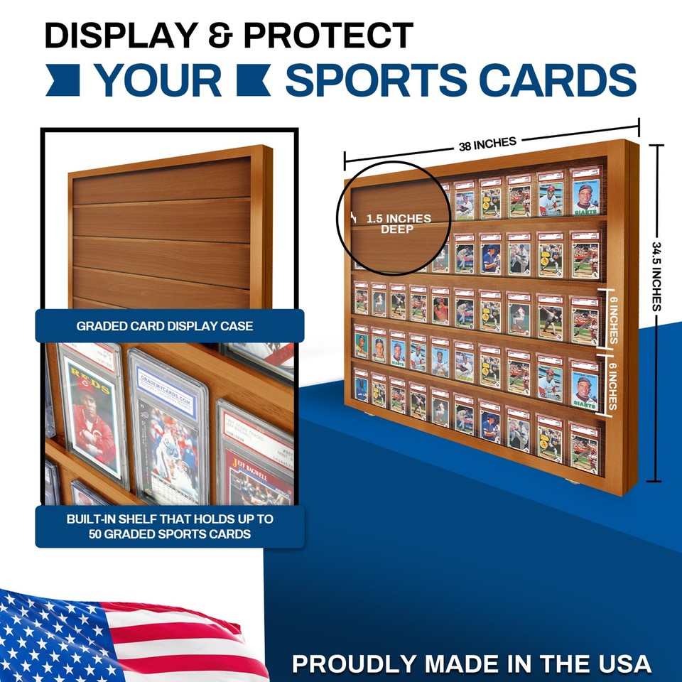 Baseball Card Display Case Sports Card Frame Lockable -Holds 50 PSA ...