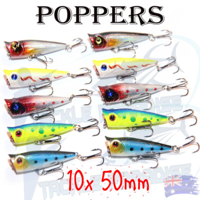 10X 50mm Popper Poppers Topwater Fishing Lures Surface GT Game Tackle ...