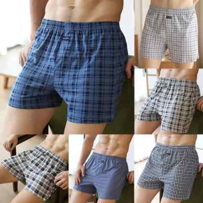 3-12 Pack Mens Check Woven Boxer Shorts Rich Cotton Button Fly ...