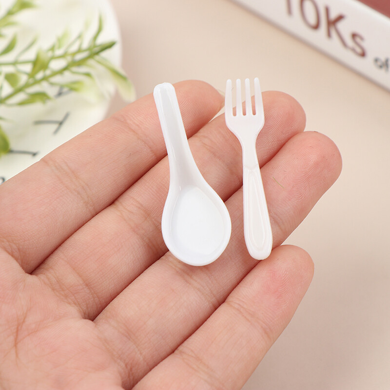 10Pcs/set Dollhouse Miniatures Tableware Mini Cutlery Fork Spoon ...