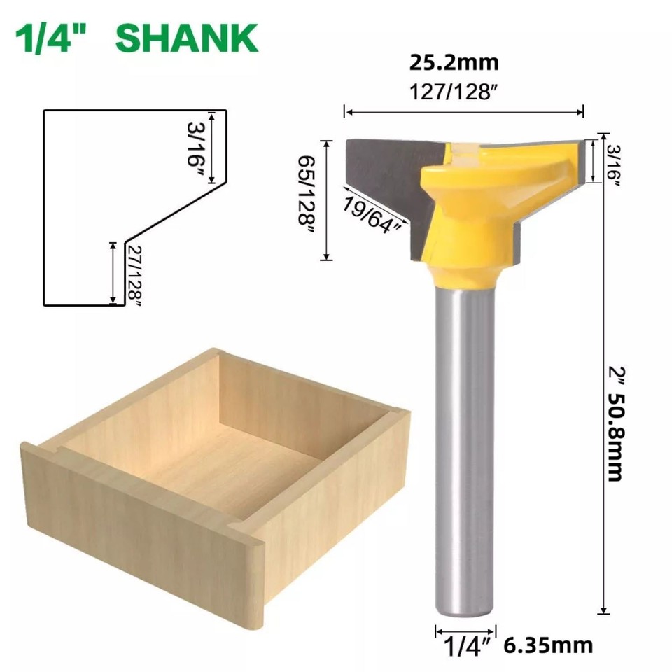 1* Yellow Milling Router Bit 6.35mm/6mm Shank For Various Carpentry ...