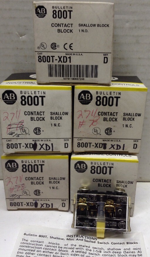 Allen Bradley Contact Shallow Block 800t-xd1 Series D 800txd1 for sale ...