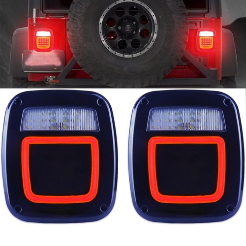 For Jeep Wrangler TJ YJ CJ LED Tail Lights Brake Reverse License Plate ...