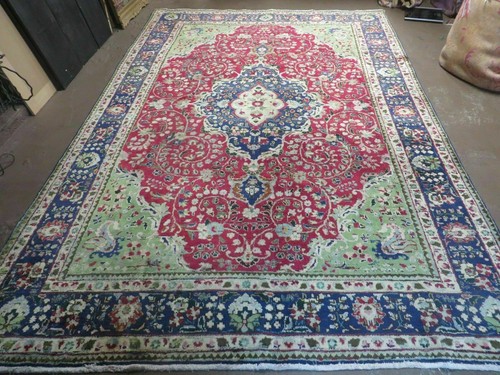 Oriental Rug 7x10, Red Blue and Green Rug Allover Floral Medallion ...