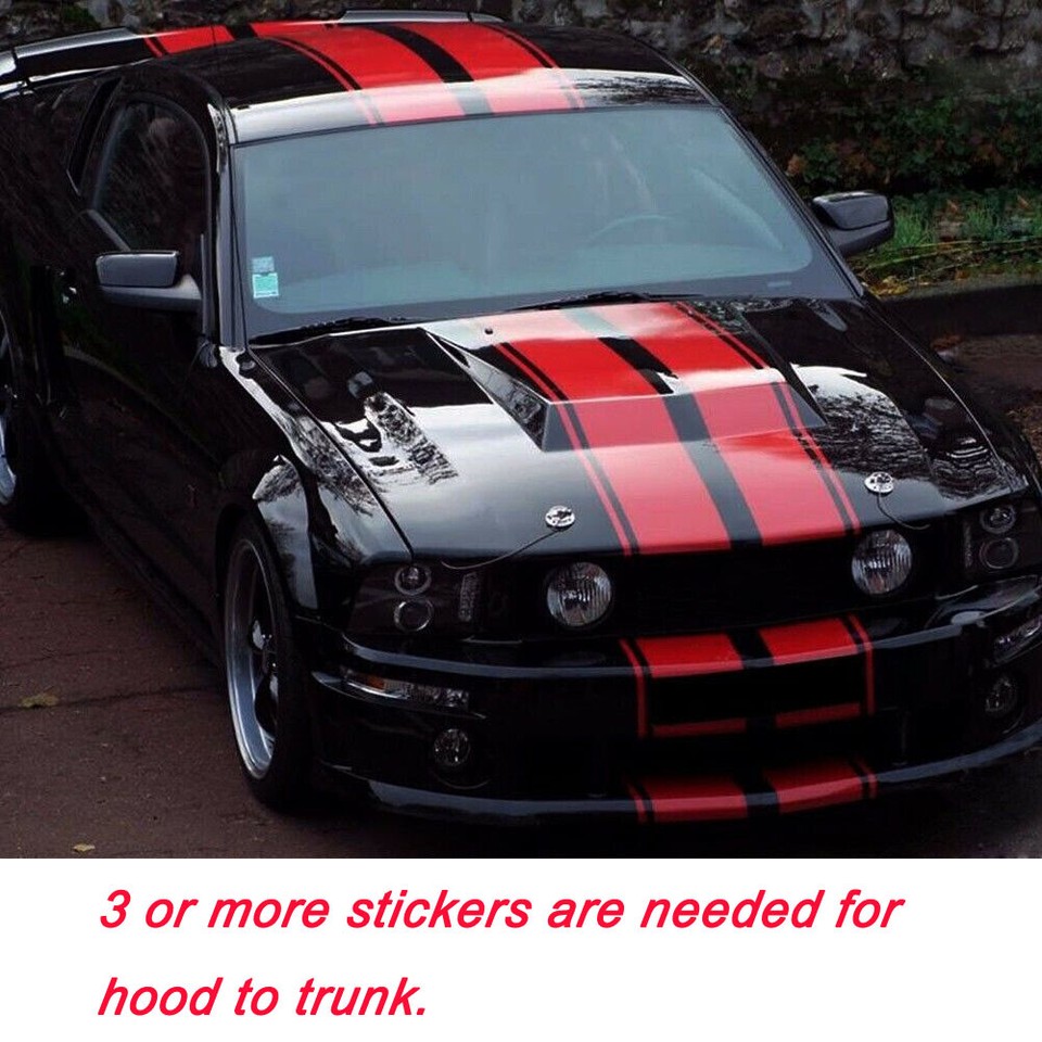 78.7'' Red Hood Roof Rally Racing Stripe Decal Vinyl Sticker For Ford ...
