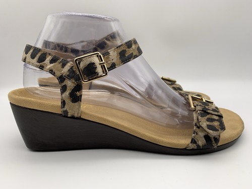 Vionic Women's US 9 EU 40 Nellie Brown Leopard Print Nubuck 2.25" Wedge ...