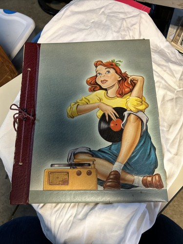 Vintage 1946 Terrific Teen Scrapbook Album Girl Record Player Camper ...