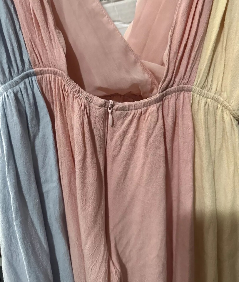 Storia Pastel Rainbow Color Block Small Summer Dress Quiet Money ...