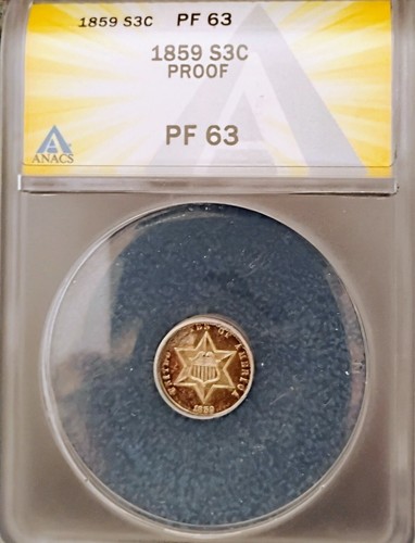 1859 3C Silver PR 63 Very PQ Beautiful Three Cent Silver Beautiful ...