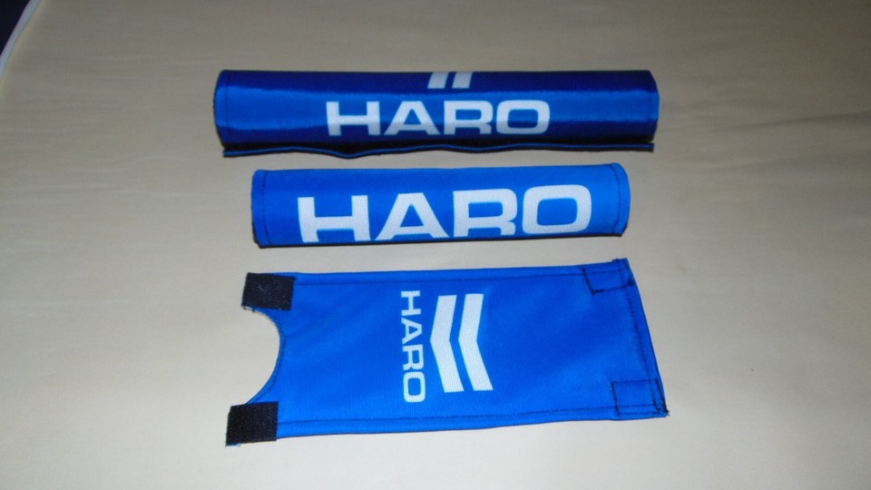 HARO BMX BIKE BLUE WHITE PADSTEM HANDLEBAR TOP TUBE PADS VINTAGE OLD ...