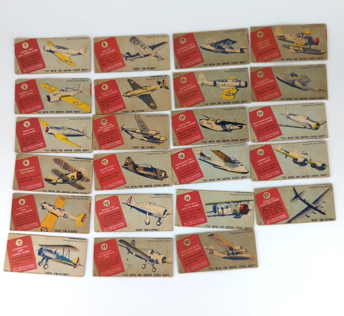 Vtg 1940s Peco Candy Cigarette Airplane 23 Picture Card Lot Pecheur ...