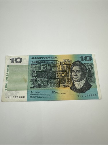 1985 Australia $10 Ten Dollar Bank Note 🇦🇺 Johnston /Fraser -UTU 071880 ...