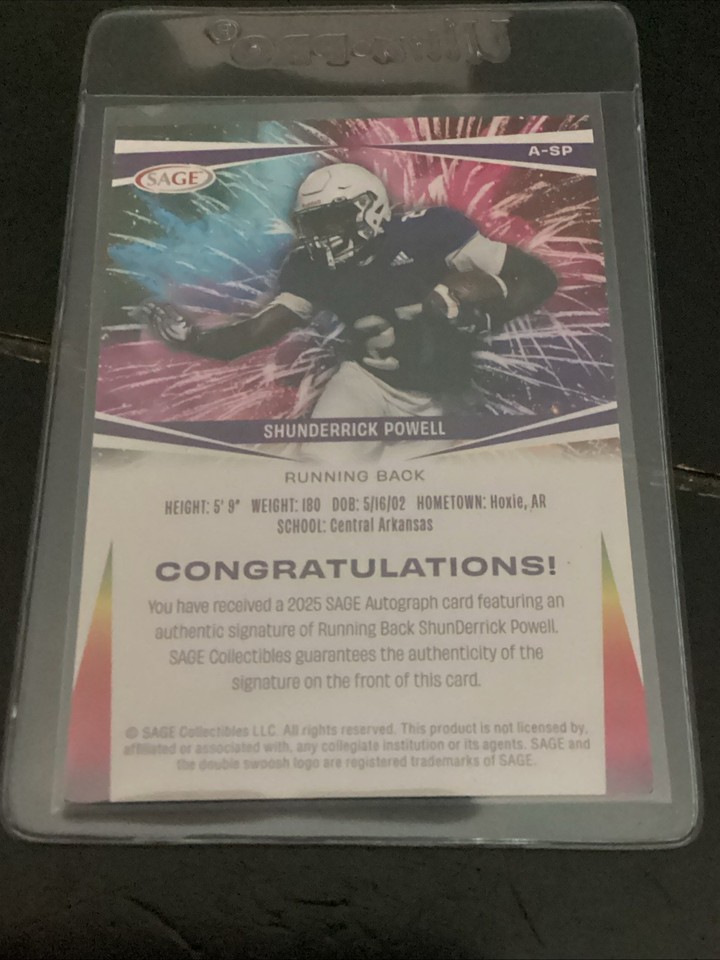 ShunDerrick Powell 2025 Sage Low Series Red Autograph Rookie Card (#A ...