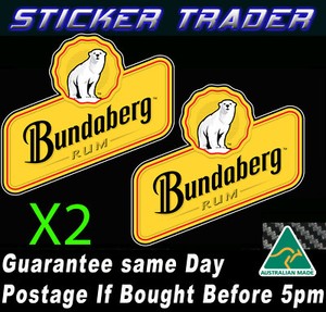 Bundaberg Rum Bundy Bear x2 Sticker Suit Shed Camping Trailer Bar ...