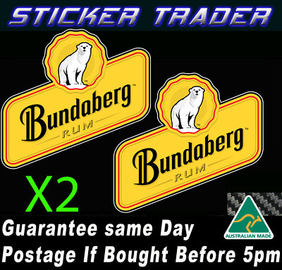 Bundaberg Rum Bundy Bear x2 Sticker Suit Shed Camping Trailer Bar ...
