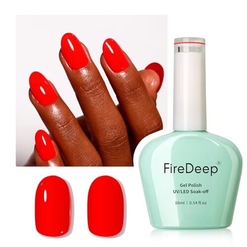 Neon Red Gel Nail Polish, 0.54 Fl Oz Large Bottle UV/LED Soak Off A ...