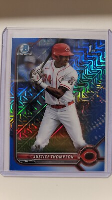 2022 Bowman Justice Thompson Chrome 1st Prospects Blue Mojo 138/150 # ...