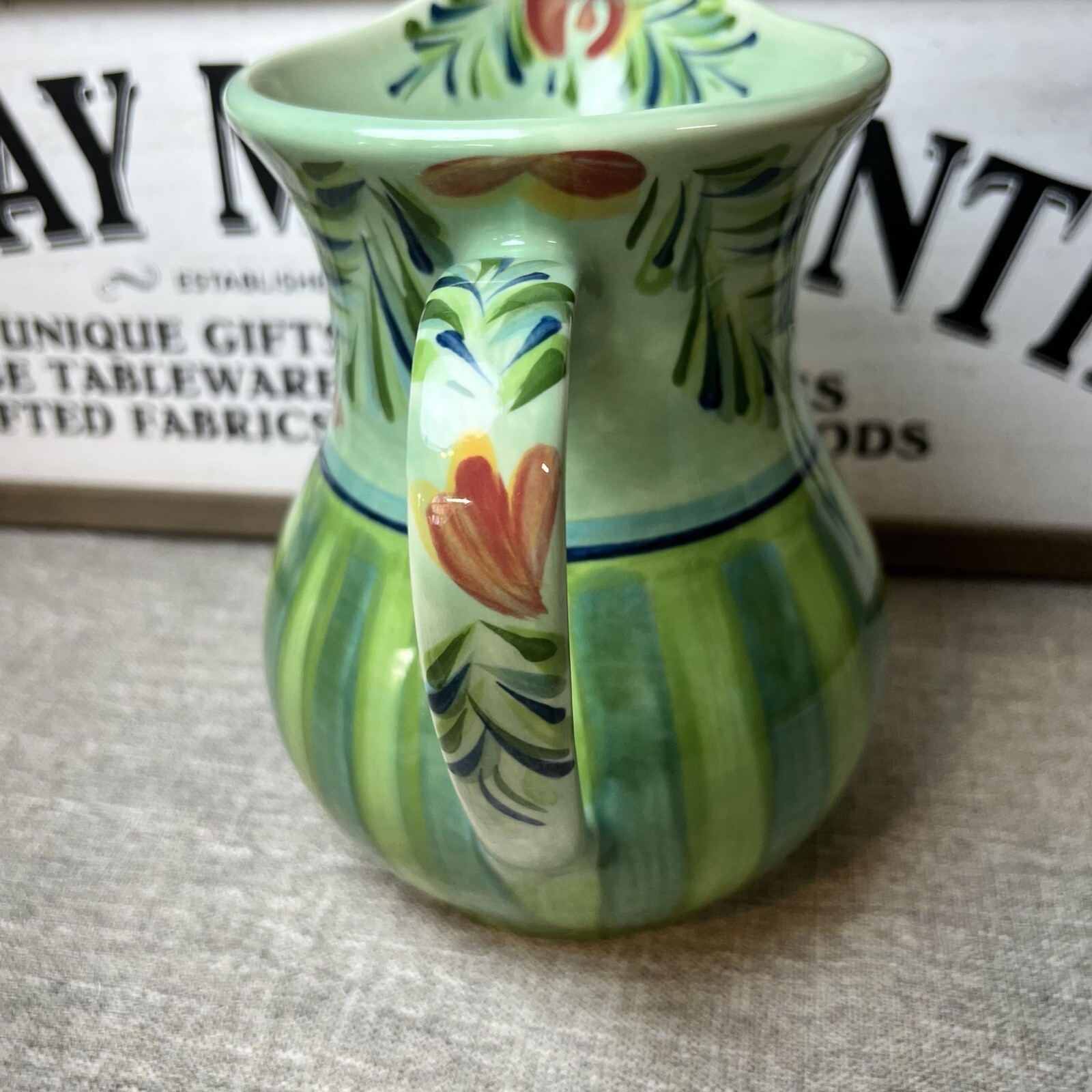 Gail Pittman Provence Green Stripes Floral Laurel Swags Beverage ...