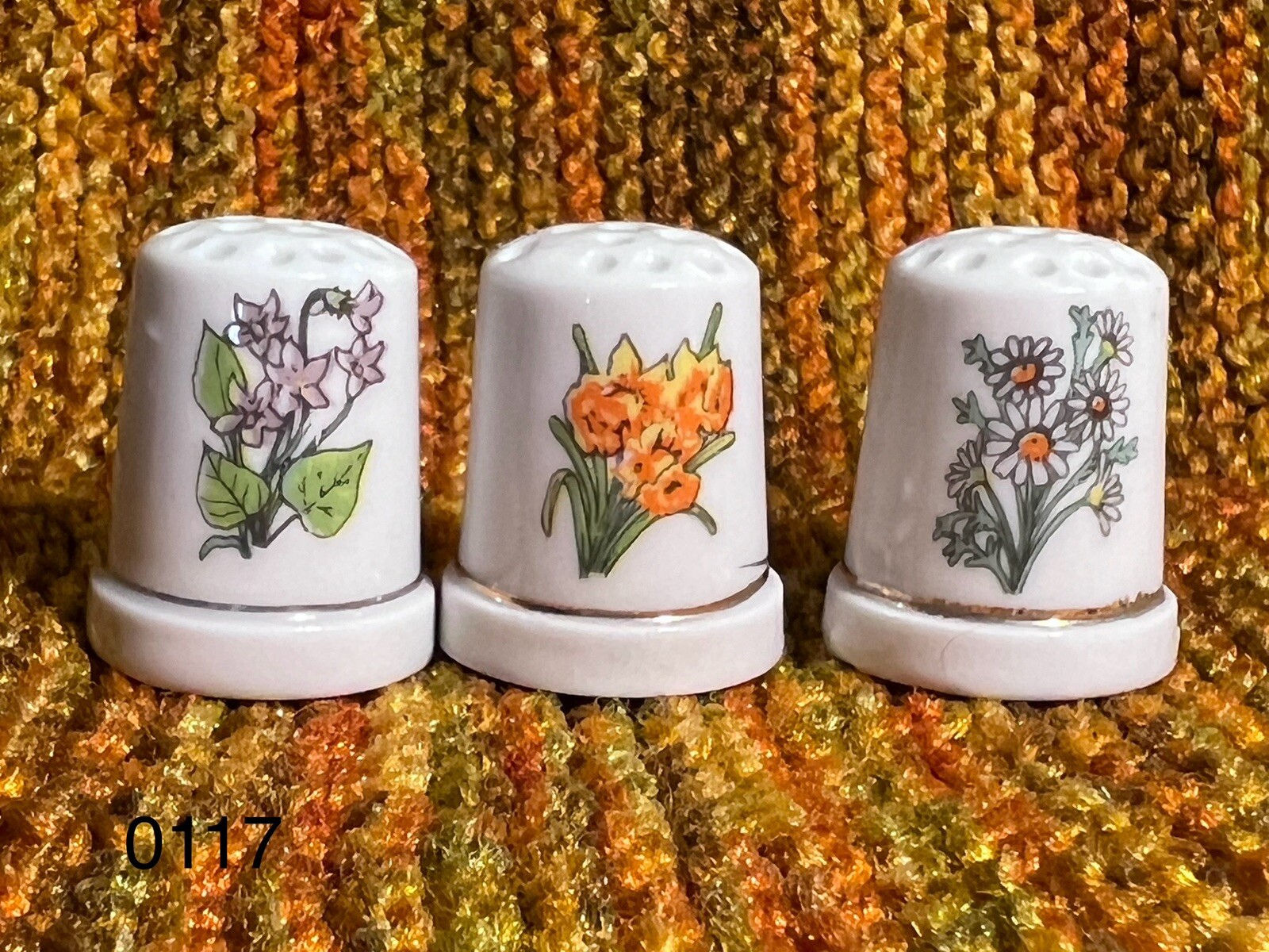Set Of 3 Porcelain Flower Thimble | eBay