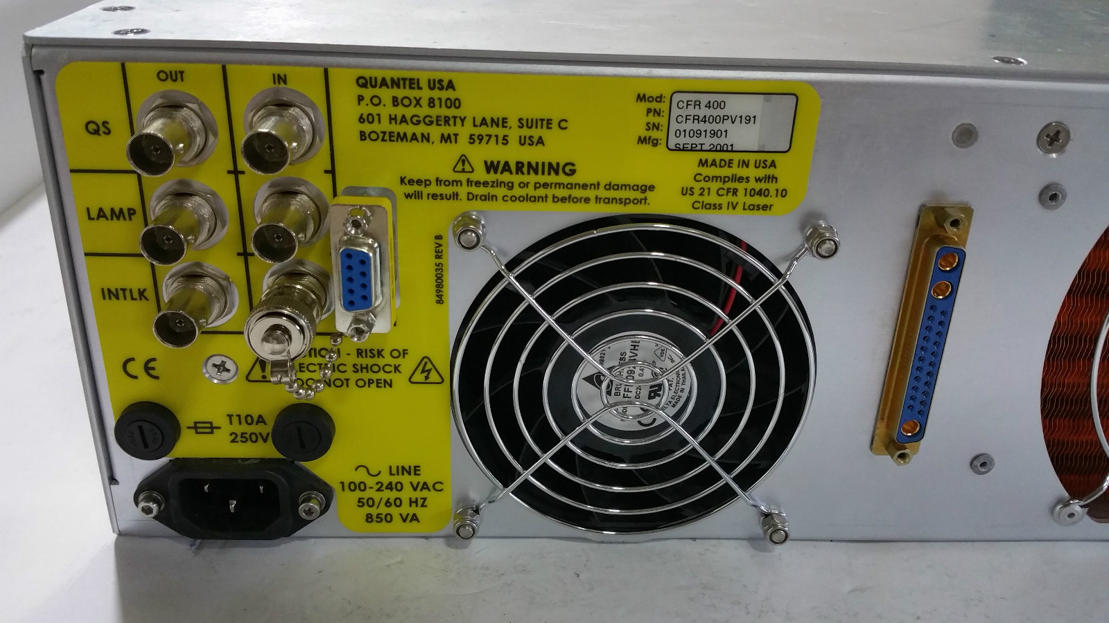 QUANTEL ICE450 CFR 400 LASER CFR400PV191 17559020 REVISION 4 | eBay