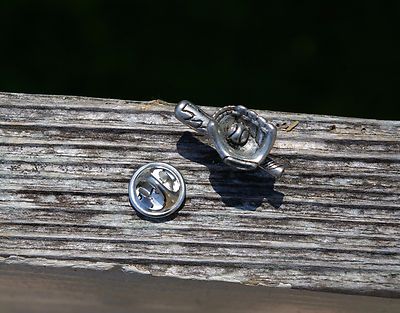 Baseball Glove Bat Ball Sports Fan Silver Tone Metal Lapel Tie Tack Pin ...