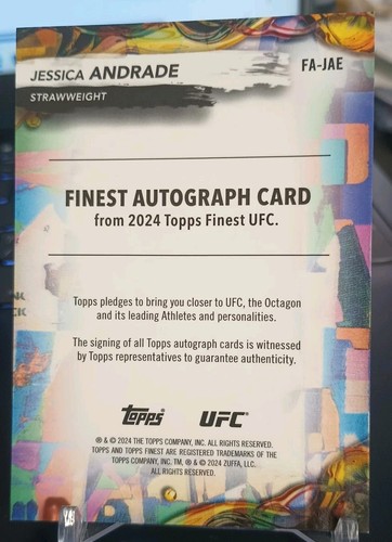 2024 Topps Finest UFC Autograph Gold Shimmer Refractor Jessica Andrade ...